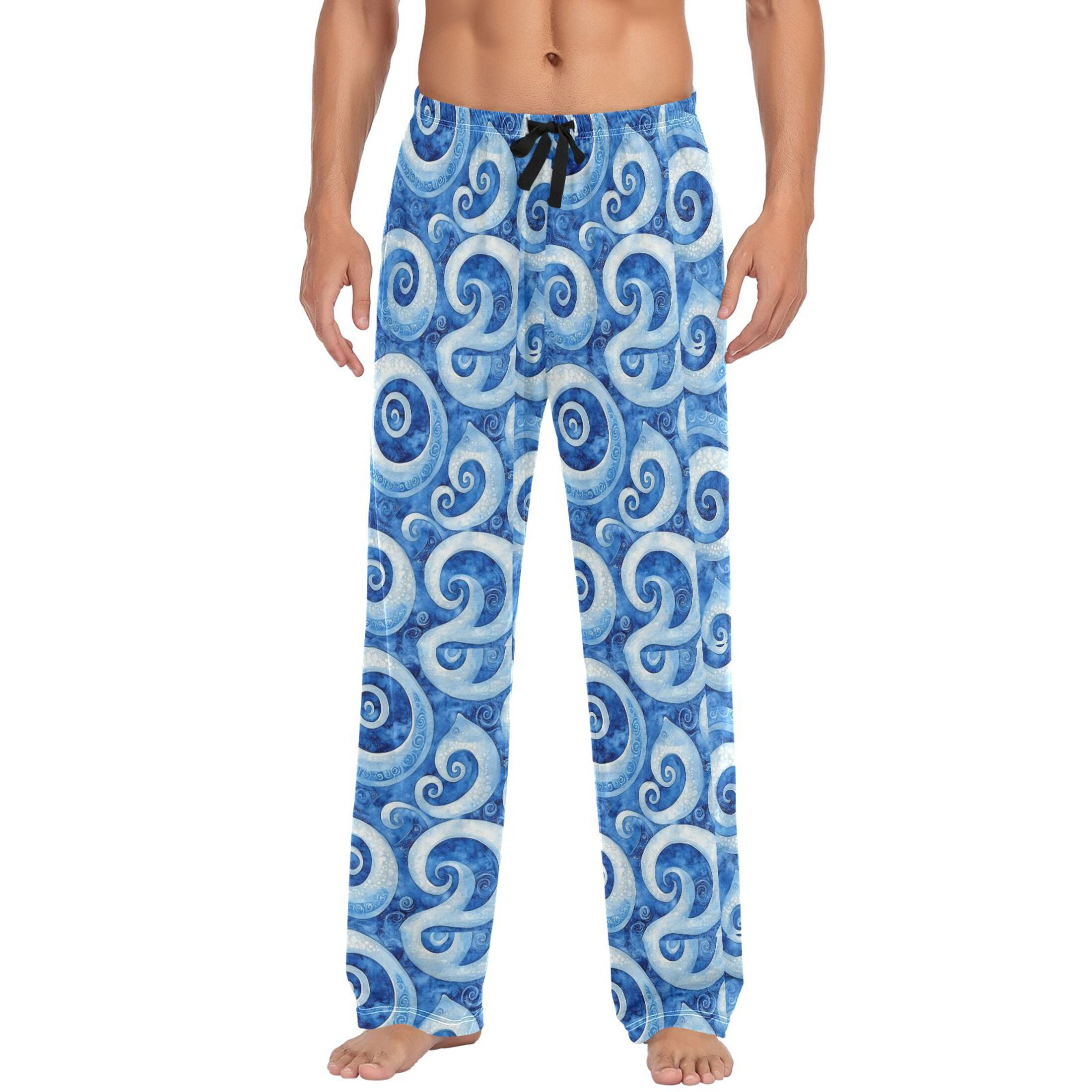Blue Spiral Art Mens Pajama Pant Sleep and Lounge Bottons with Pockets ...