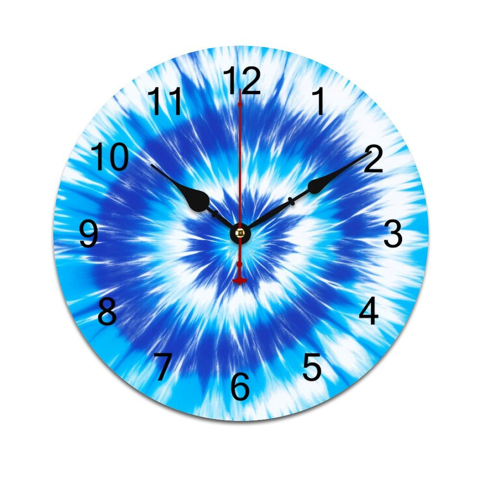 Blue Spiral Tie-dye Pattern Bedroom Wall Clock Large Modern Kitchen ...