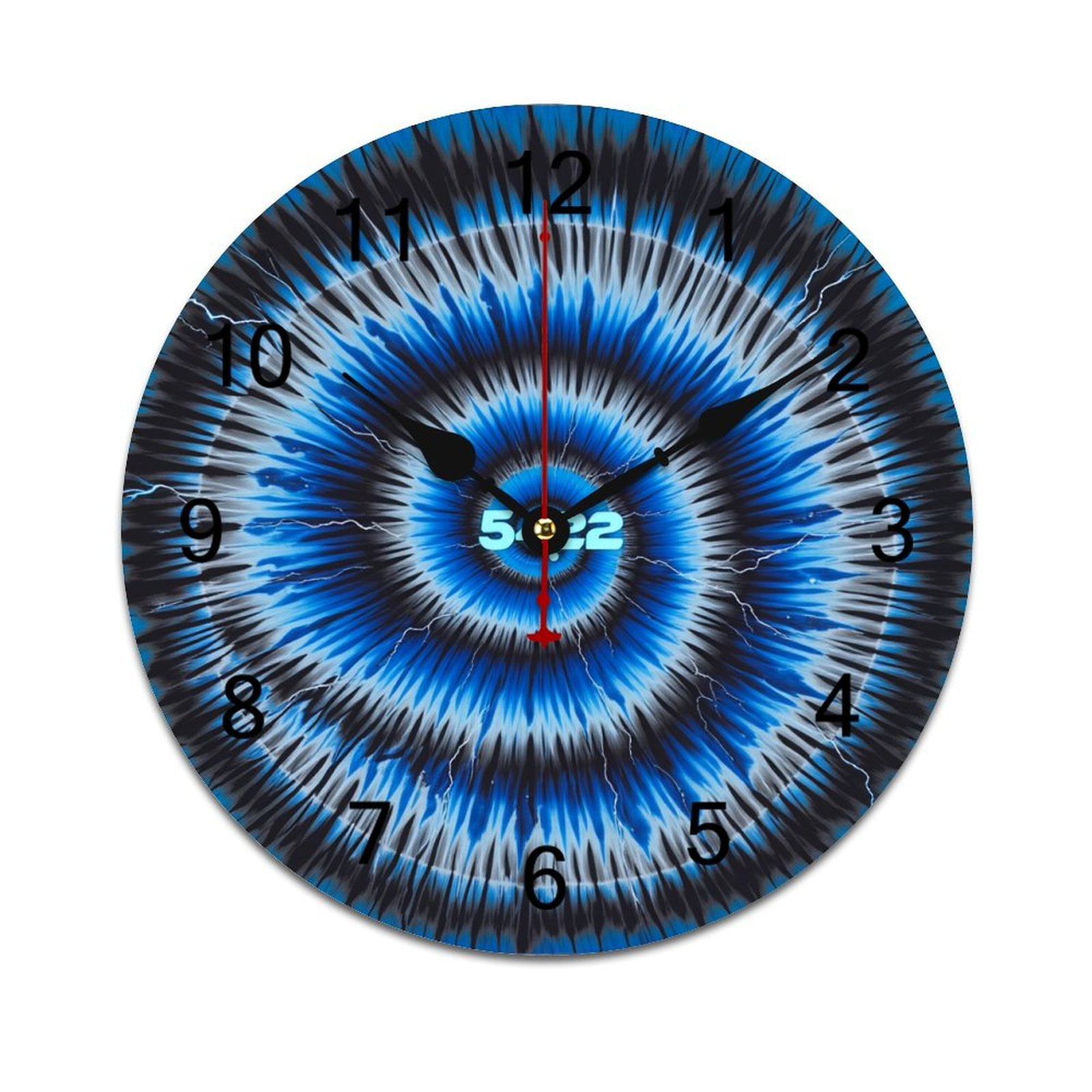 Blue Spiral Tie-dye Pattern Time Decorative Wall Clocks Round Large ...