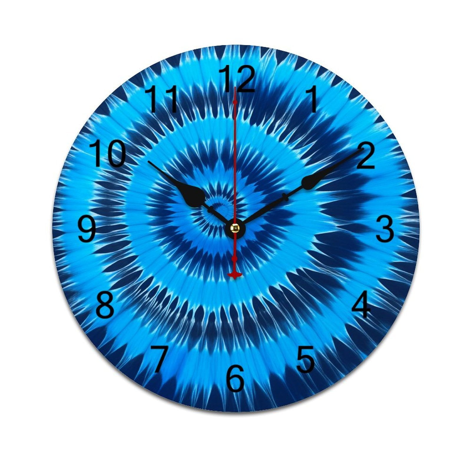 Blue Spiral Tie-dye Pattern Time Decorative Wall Clocks Round Large ...