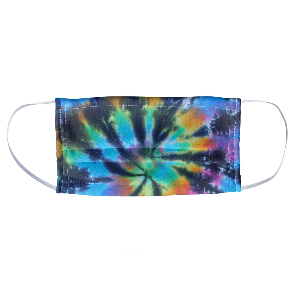 Blue Spiral Tye Dye Pattern 1-Ply Reusable Face Mask Covering, Unisex ...