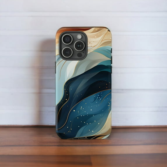 Blue Splash Minimal Abstract Case for iPhone 17 11 12 13 14 15 16 Pro ...