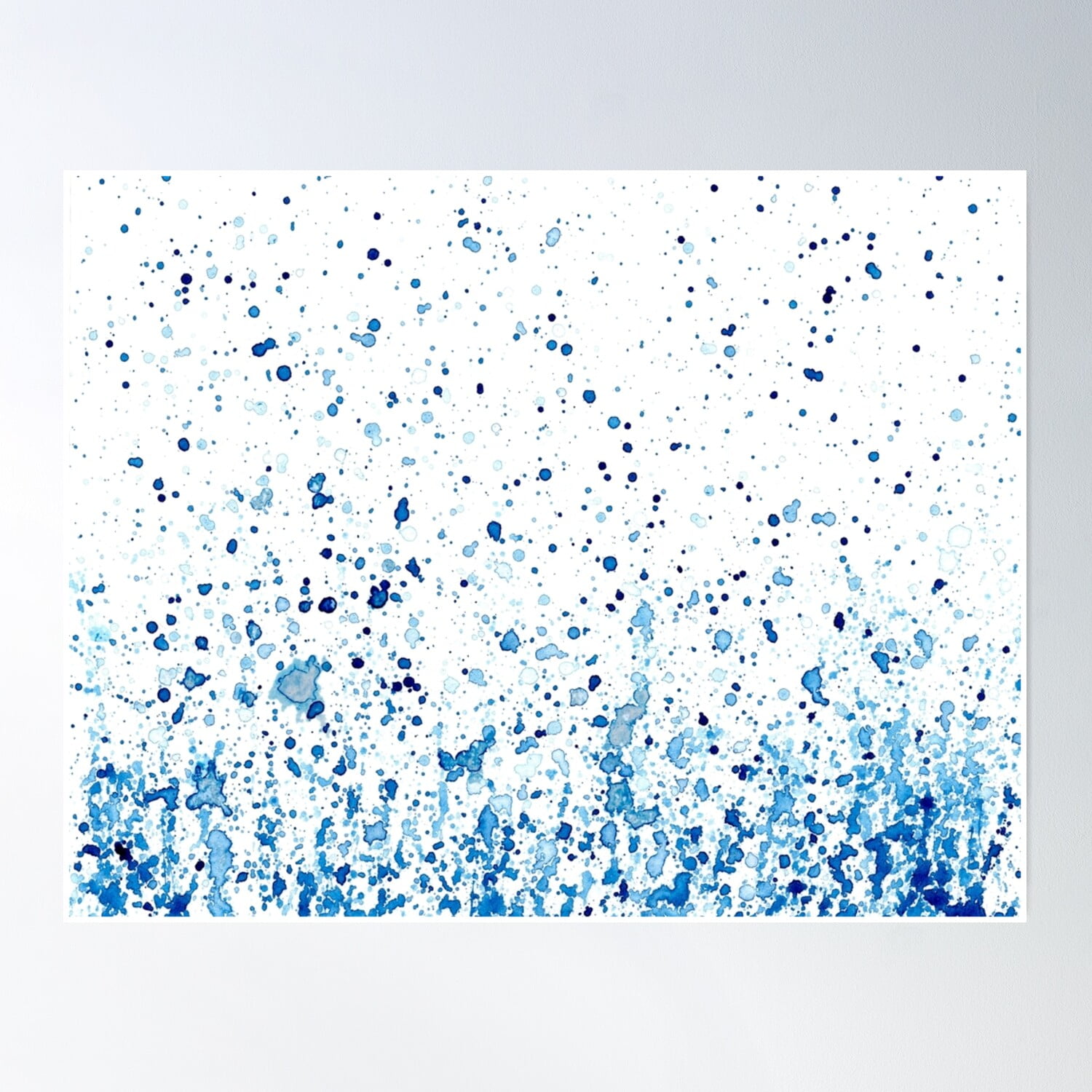 Blue Splash Watercolor Calm Minimalist Paint Splatter Pattern Poster ...