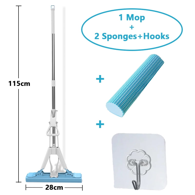Blue Sponge Mop For Floor Cleaning Free Hand Washing Squeeze Cotton ...