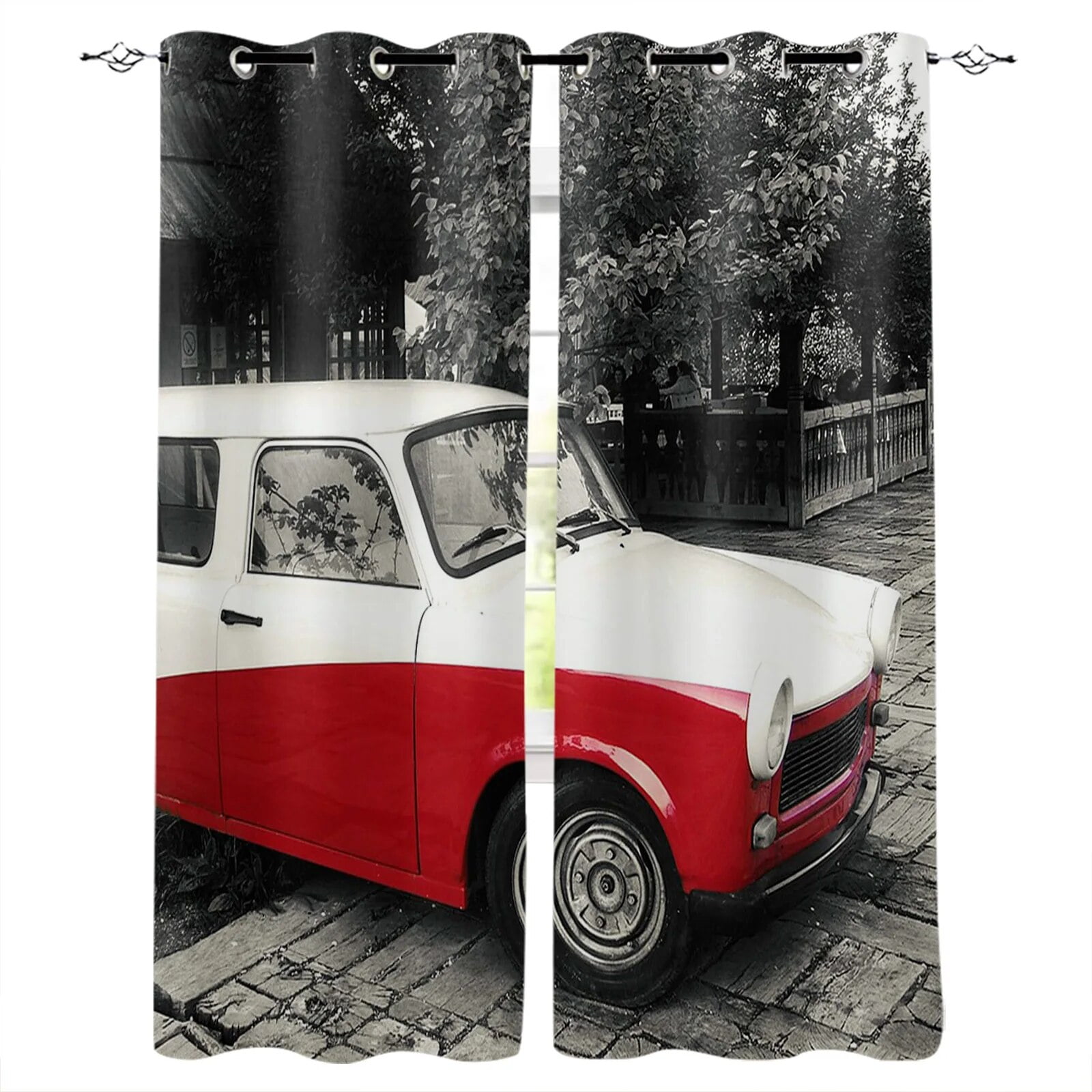 Blue Sports Car Window Curtains Living Room Bathroom Outdoor Indoor ...