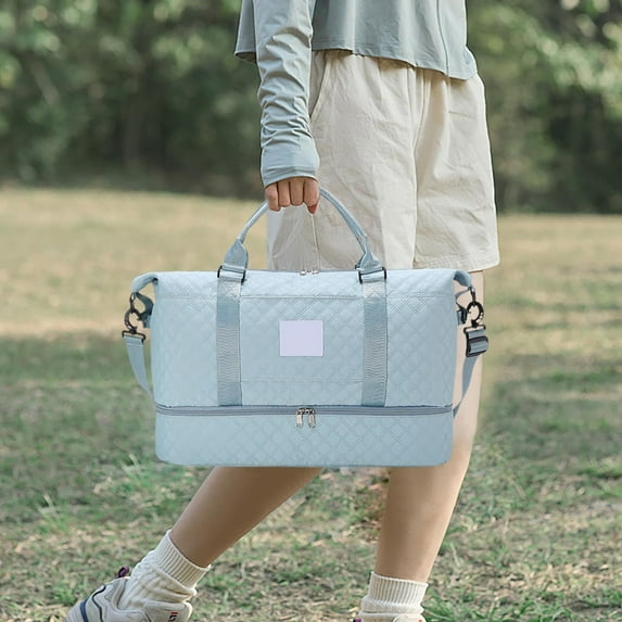 Blue Sports Tote, Diamond Pattern Travel Bag with Wet and Dry ...