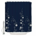 Blue Spring Floral Bathroom Shower Curtains with 12 Hooks Polyester ...