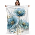 Blue Spring Floral Blanket Soft Cozy Warm Twin Blanket for Bed, Plush ...