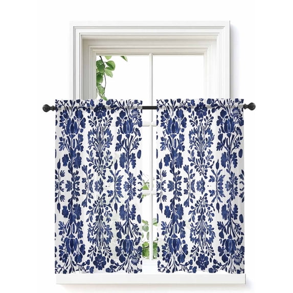 Blue Spring Floral Curtains 45 Inch Length, Sheer Curtains for Bedroom ...
