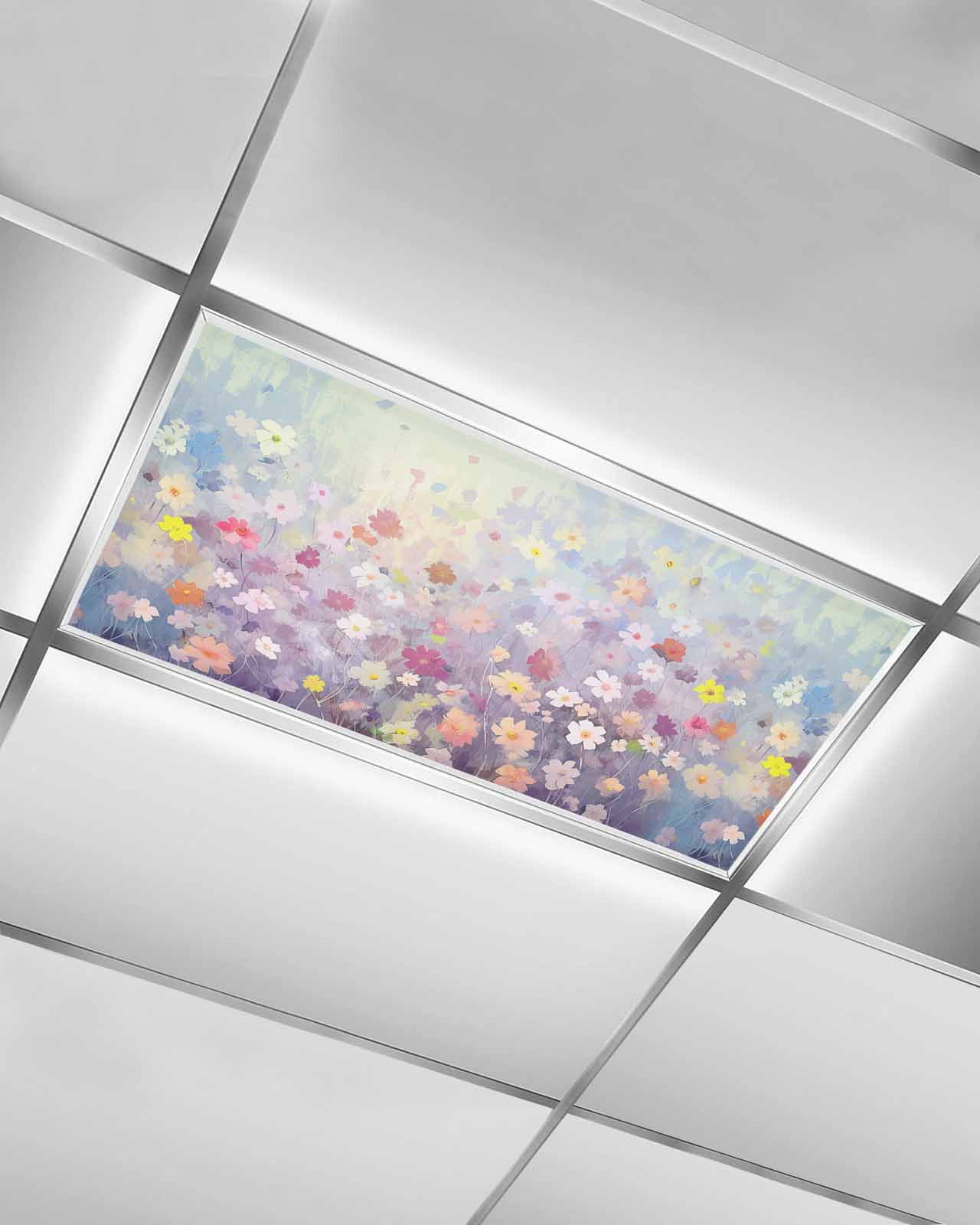 Blue Spring Floral Fluorescent Light Covers for Ceiling Lights 4x2 feet ...