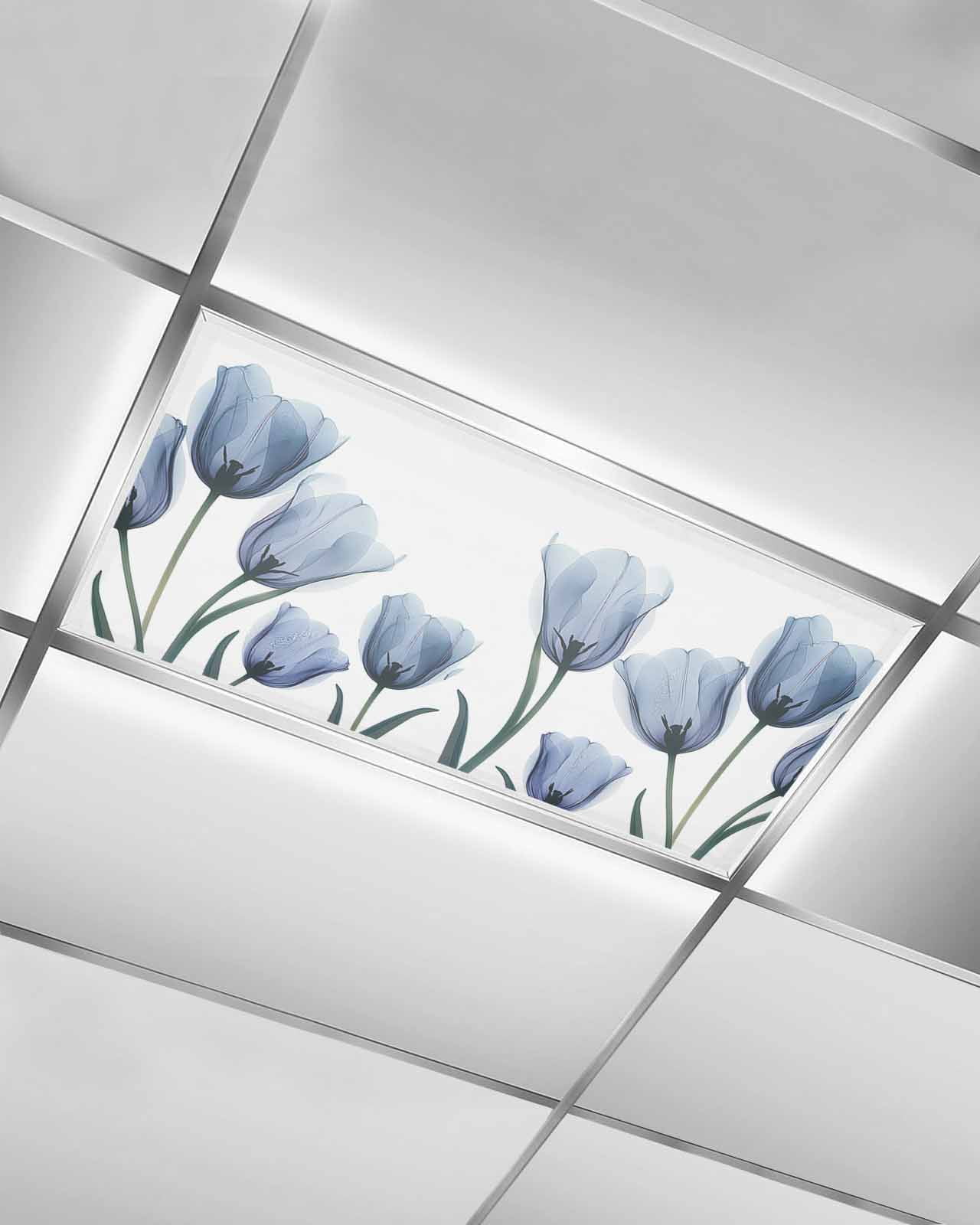 Blue Spring Floral Fluorescent Light Covers for Ceiling Lights 4x2 feet ...