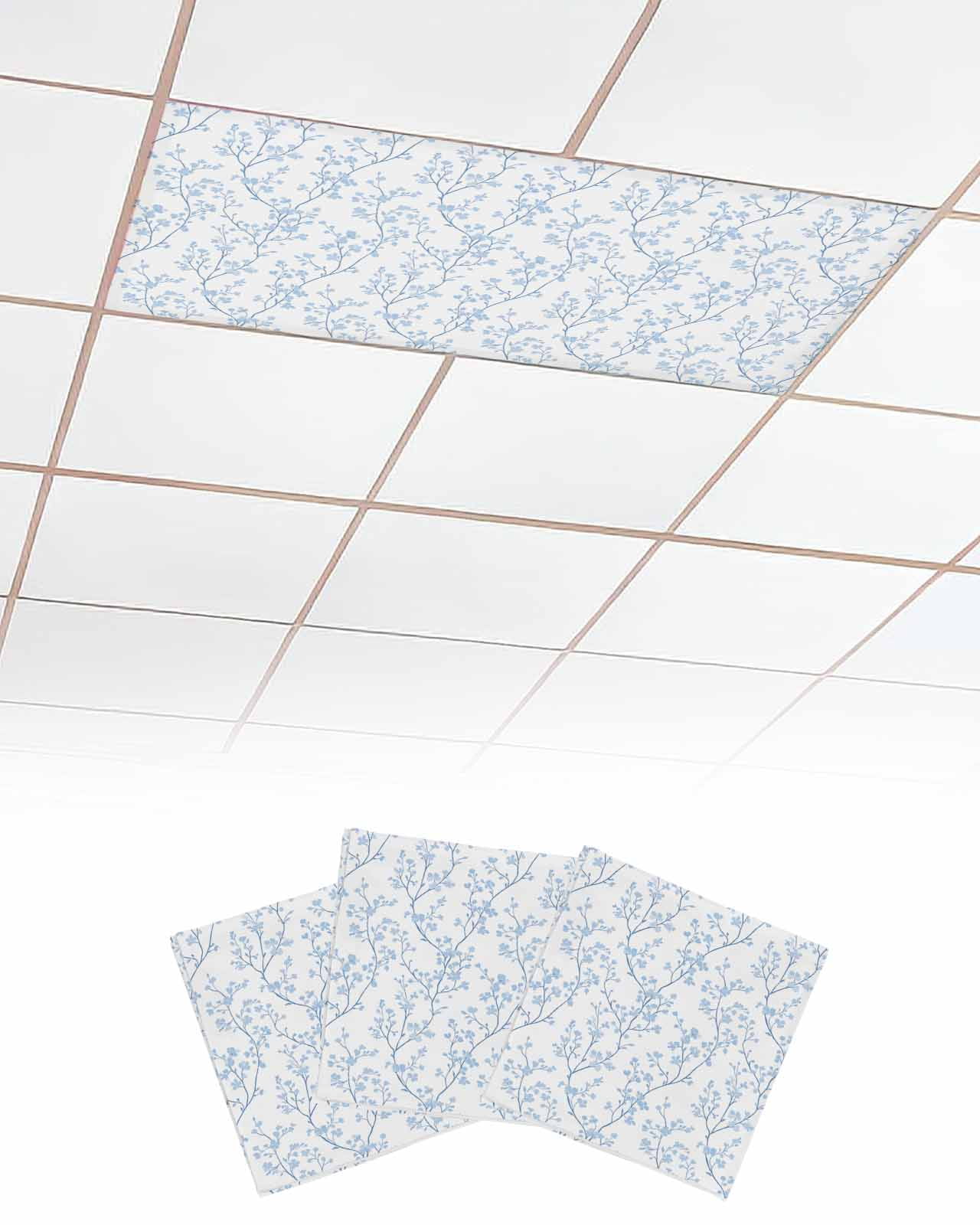 Blue Spring Floral Fluorescent Light Covers for Ceiling Lights 4x2 feet ...