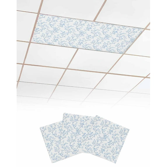 Blue Spring Floral Fluorescent Light Covers for Ceiling Lights 4x2 feet ...