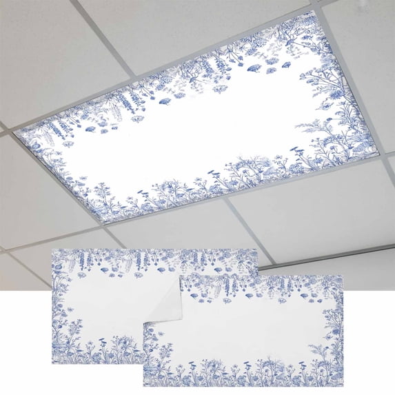 Blue Spring Floral Fluorescent Light Covers, Summer Flowers Botanical ...