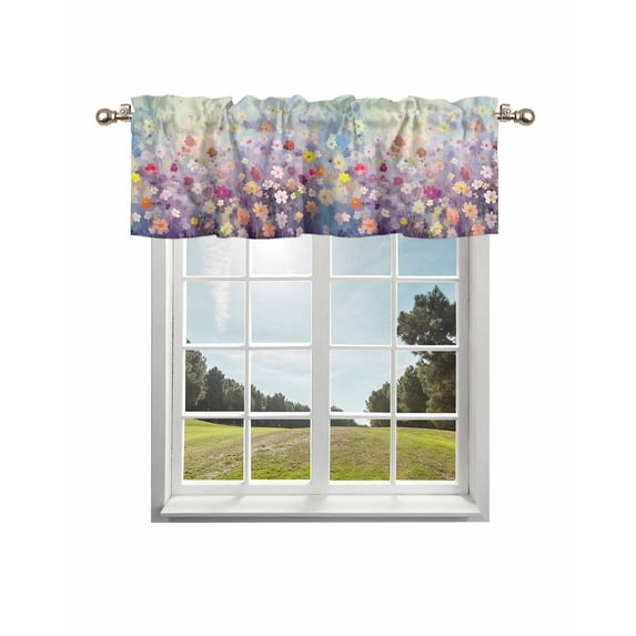 Blue Spring Floral Kitchen Curtain Valances for Windows Farmhouse Short ...