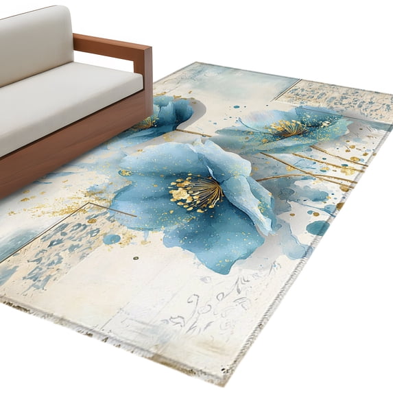 Blue Spring Floral Kitchen Runner Rug 2.7x5 Washable Runners for ...