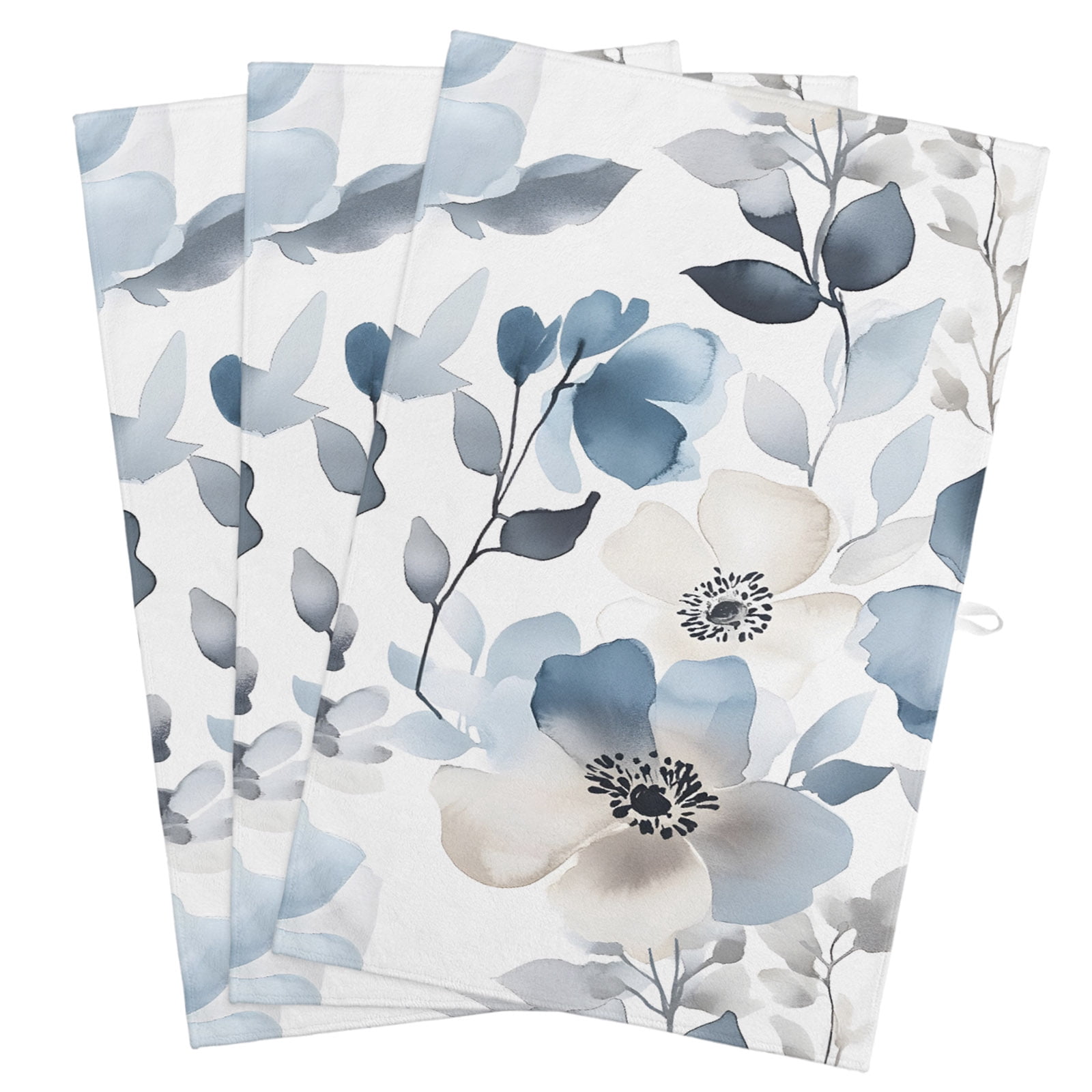 Blue Spring Floral Kitchen Towels, Absorbent Microfiber Kitchen Dish ...