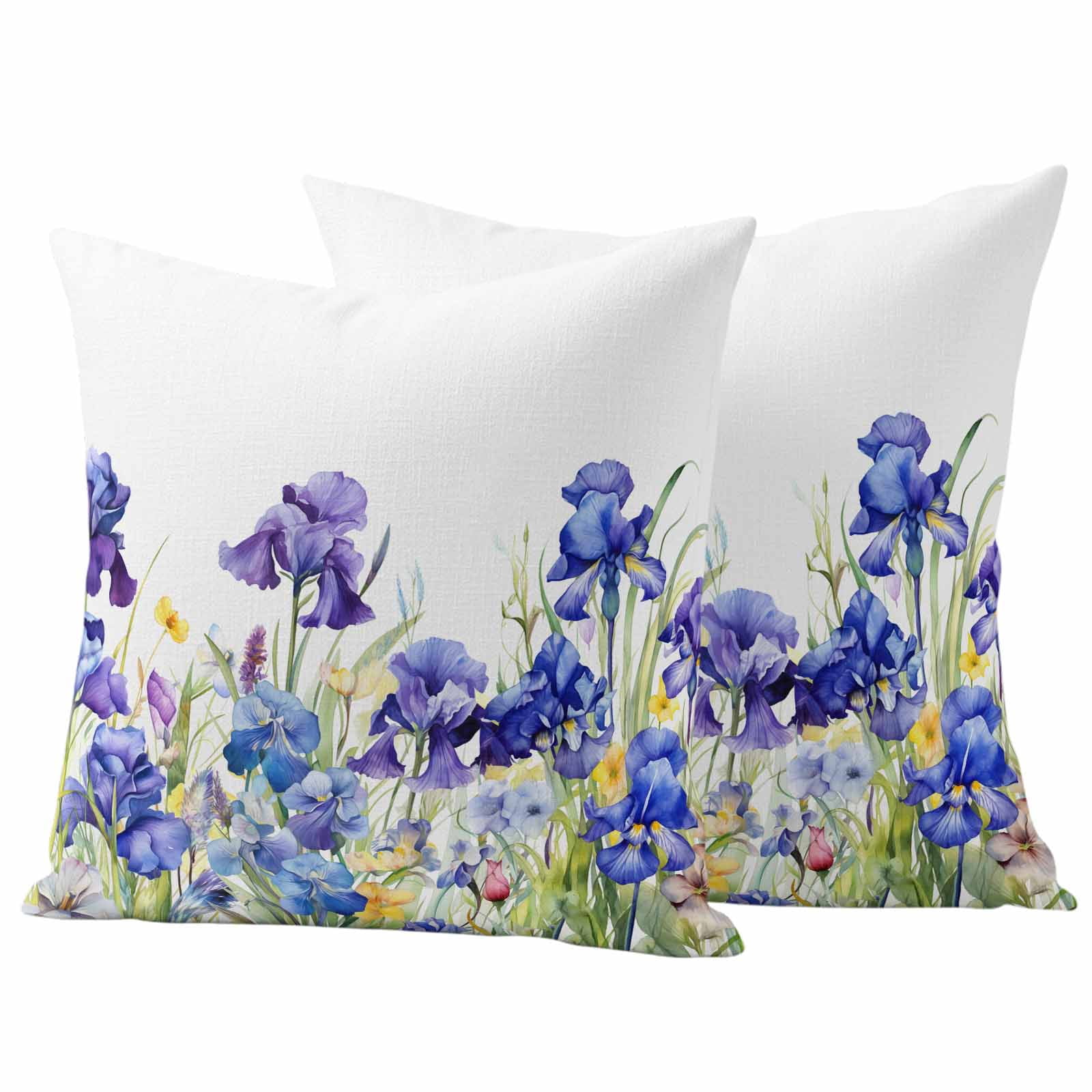 Blue Spring Floral Outdoor Pillow Covers 16"x16" Set of 2,Waterproof ...