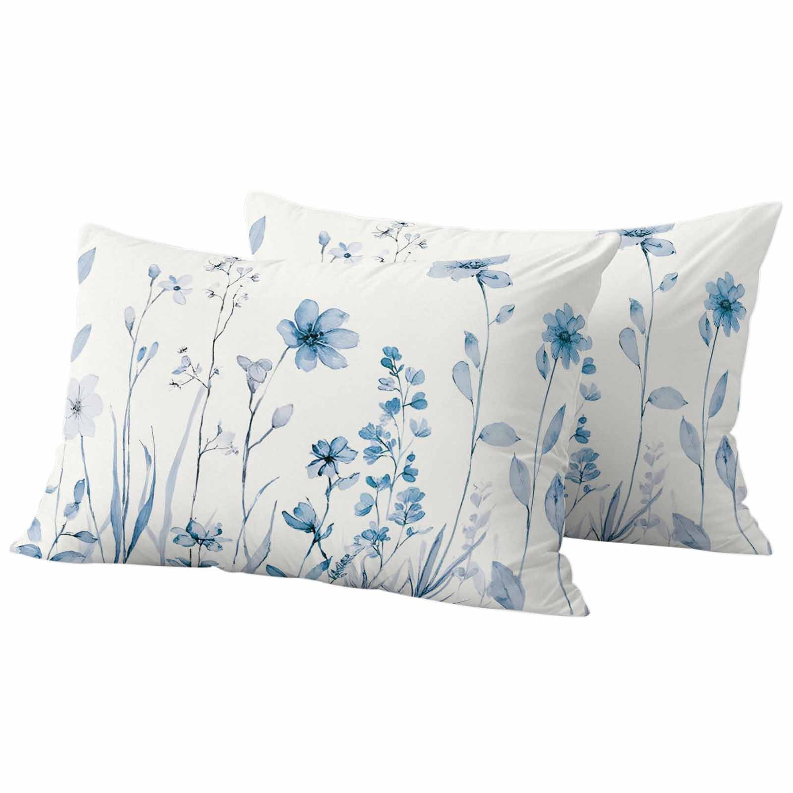 Blue Spring Floral Outdoor Pillow Covers 20"x12" Set of 2,Waterproof ...
