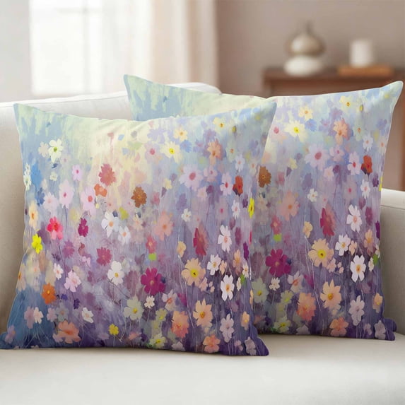 Blue Spring Floral Outdoor Waterproof Throw Pillow Covers 20x20 Set of ...