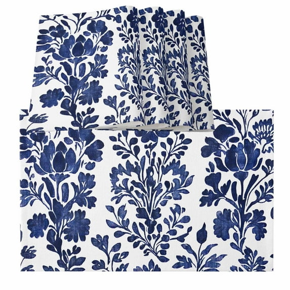 Blue Spring Floral Placemats for Dinning Table Set of 4, Summer ...