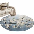 Blue Spring Floral Round Rug 3ft Washable Circle Entryway Rugs Non Slip ...