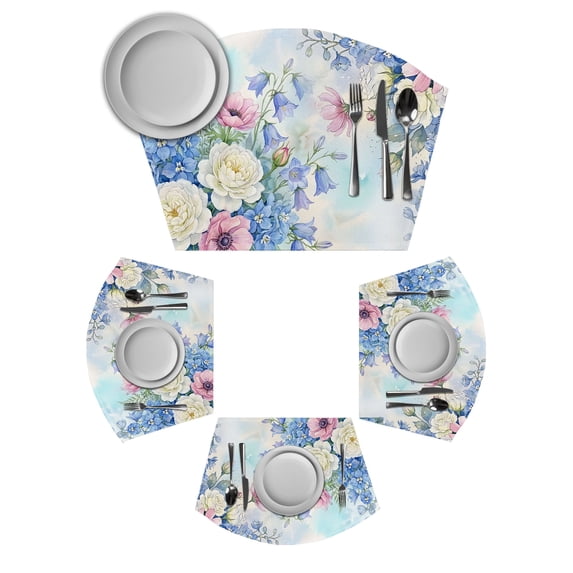 Blue Spring Floral Round Table Placemats Set of 4 Wedge Placemats, Pink ...
