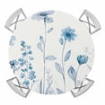 Blue Spring Floral Round Tablecloth for 55-60 Inch Tables,Fitted Table ...