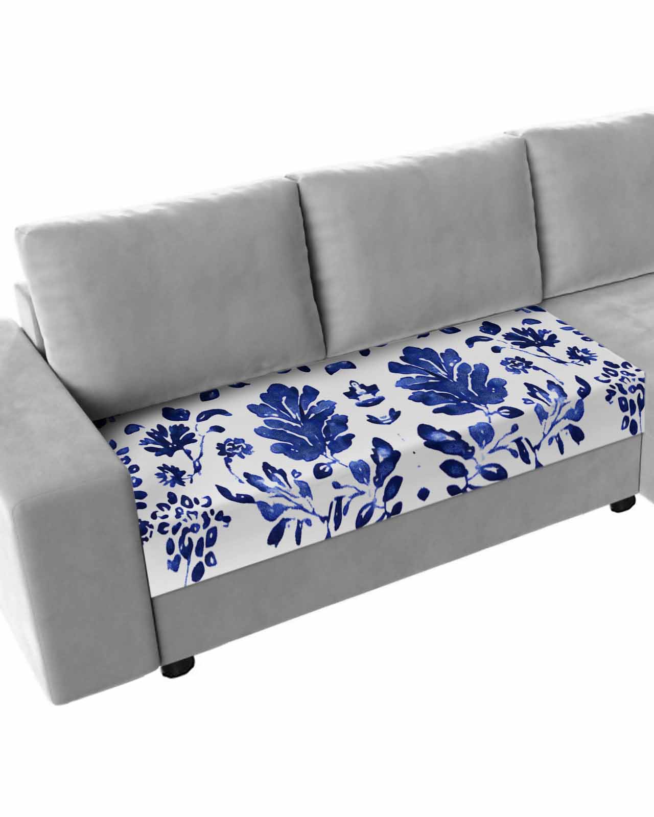 Blue Spring Floral Sofa Couch Cushion Covers Washable, Removable ...