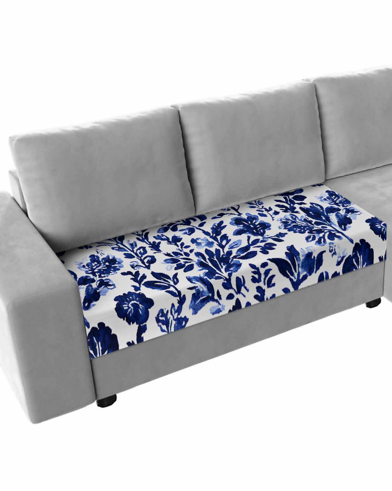 Blue Spring Floral Sofa Couch Cushion Covers Washable, Removable ...