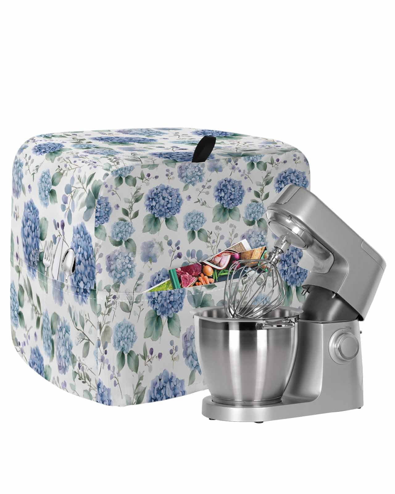 Blue Spring Floral Stand Mixer Dust Cover with Storage Pocket & Handles ...