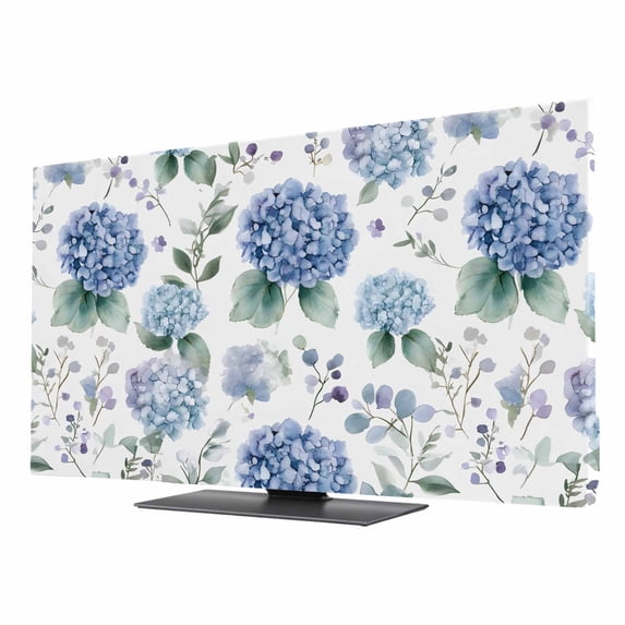 Blue Spring Floral TV Cover for 32 Inch Screen, Stretch Fabric ...