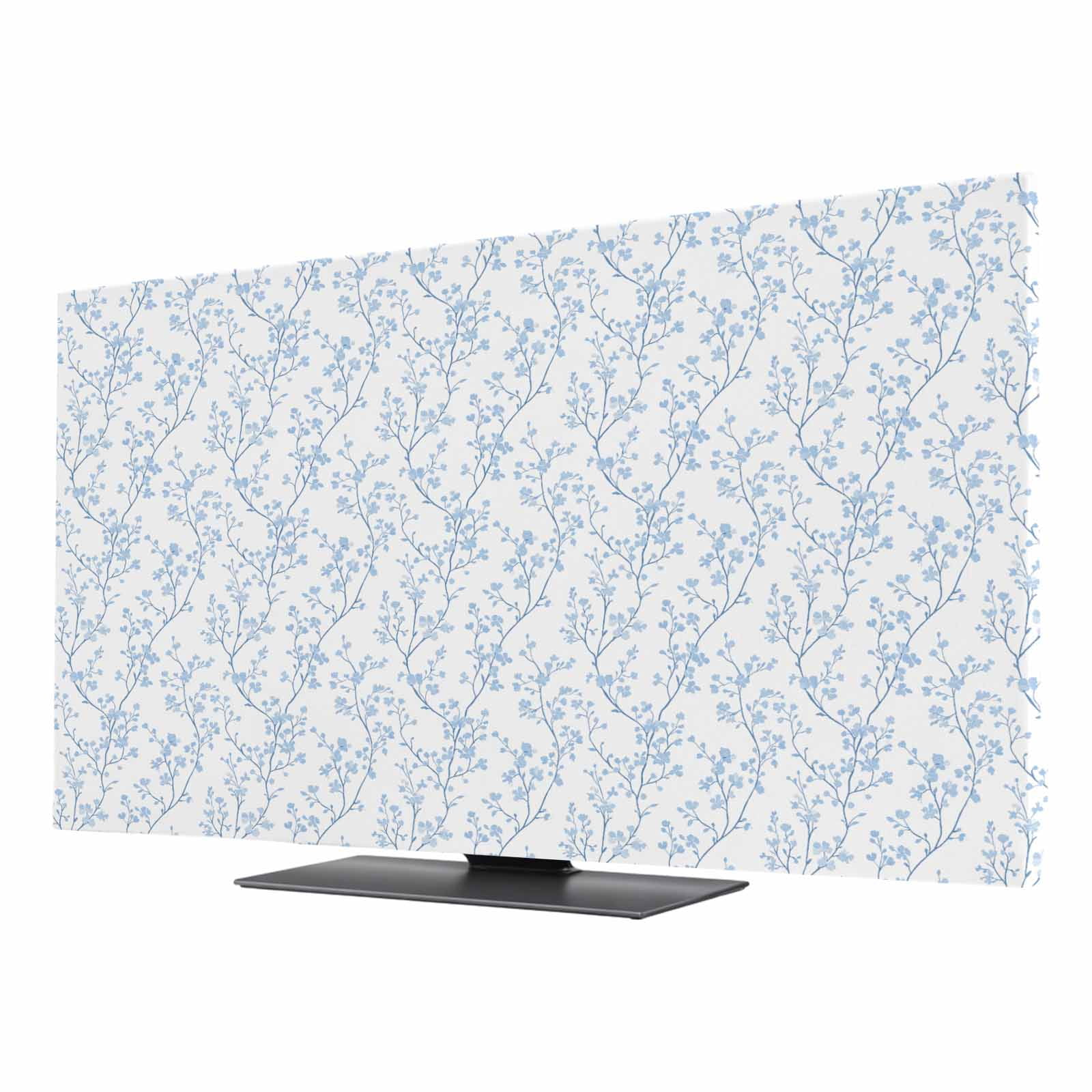 Blue Spring Floral TV Cover for 40 Inch Screen, Stretch Fabric ...