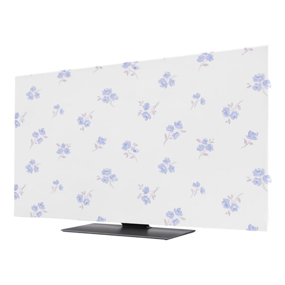 Blue Spring Floral TV Cover for 50 Inch Screen, Stretch Fabric ...