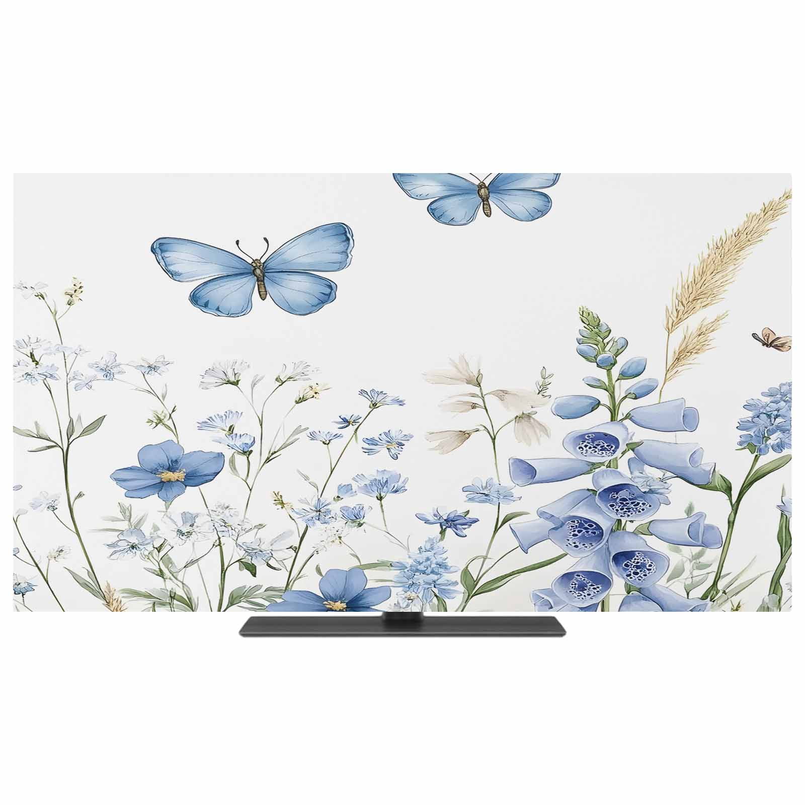 Blue Spring Floral TV Dust Cover,Stretchable TV Screen Desktop Computer ...