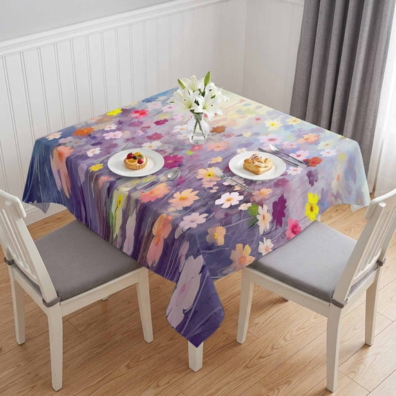 Blue Spring Floral Table Cloth Waterproof Tablecloths, Summer Daisy ...
