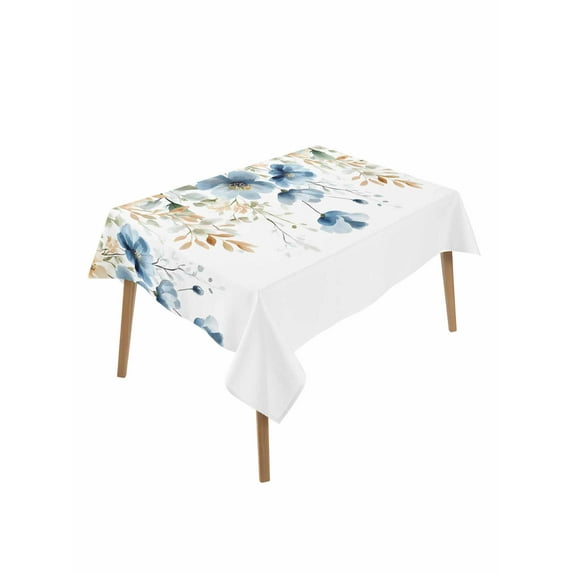 Blue Spring Floral Table Cloth, Weeping Botanical Orange Summer ...