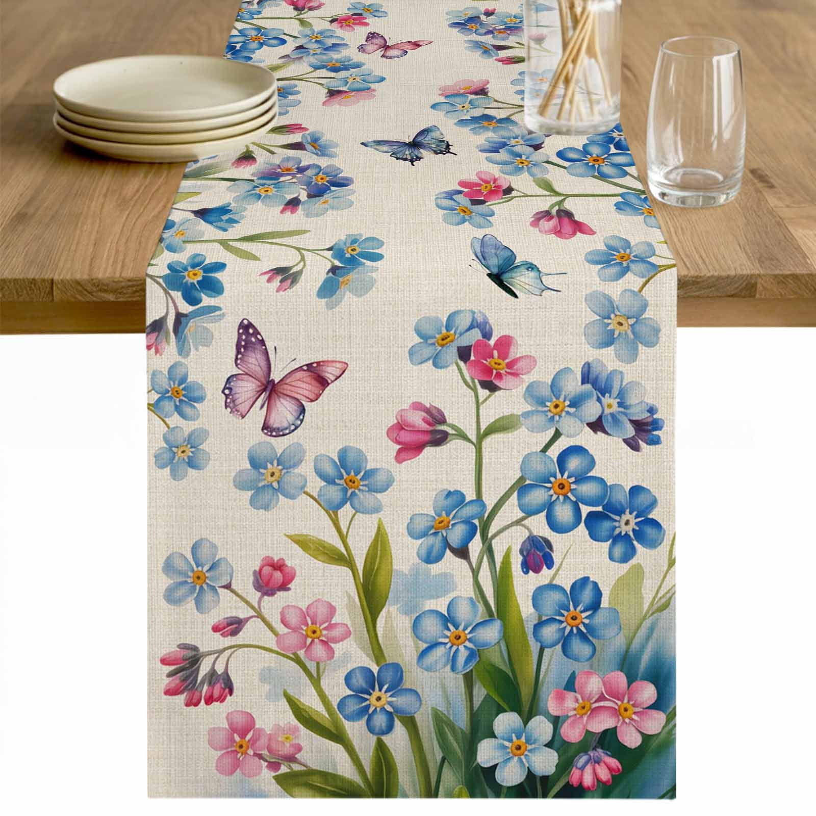 Blue Spring Floral Table Runner 36 Inches Long Farmhouse Dress Scarves ...