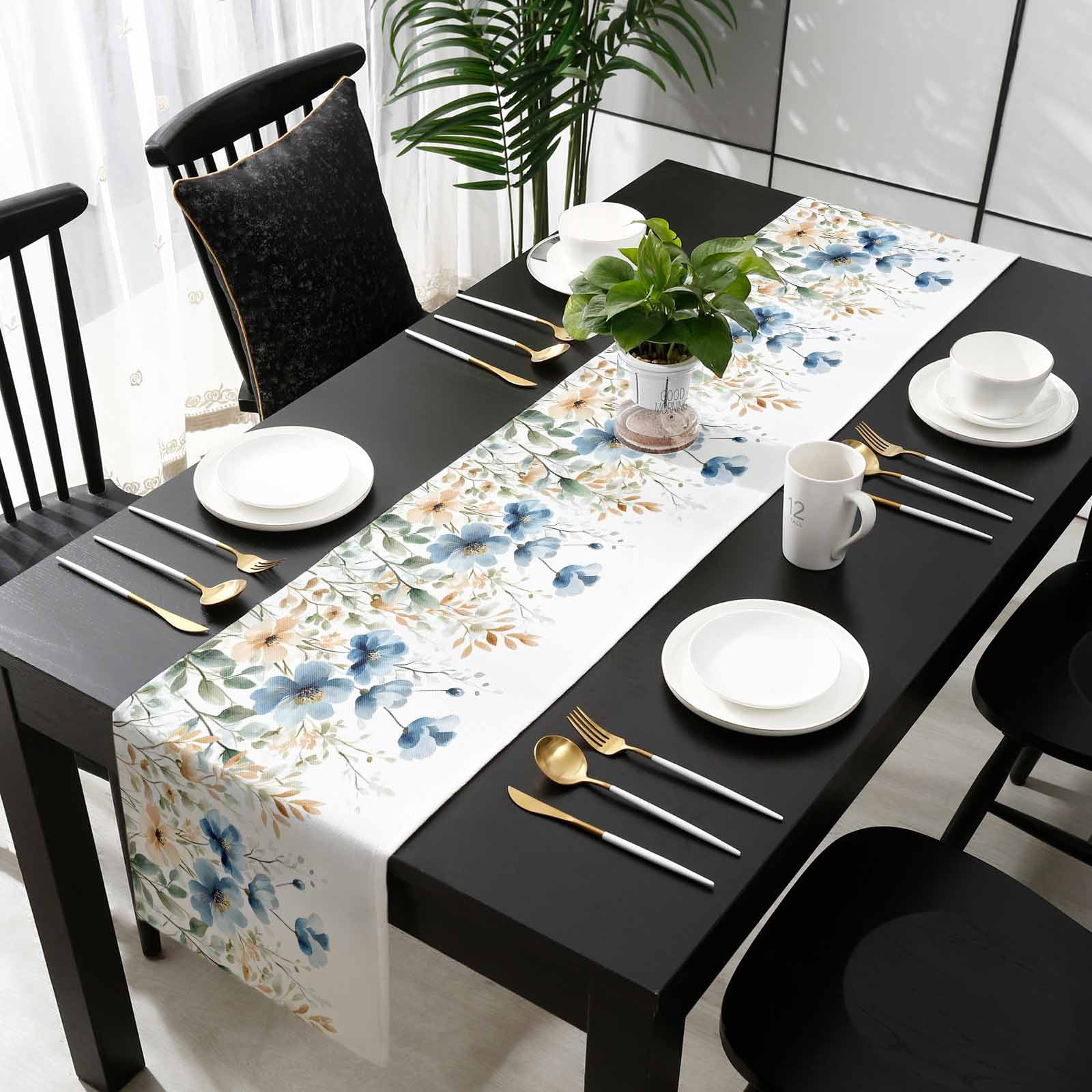 Blue Spring Floral Table Runner 36 Inches Small - Weeping Botanical ...