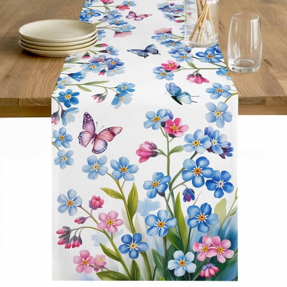 Blue Spring Floral Table Runner 90 Inches Long Farmhouse Dress Scarves ...