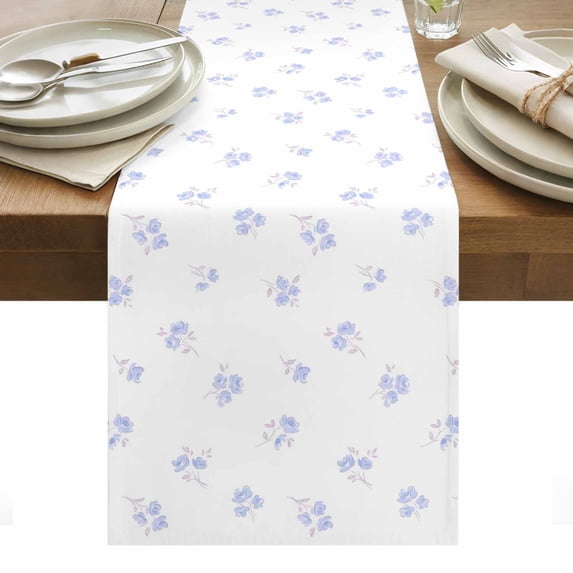 Blue Spring Floral Table Runner Elegant Pastoral Flowers Tablerunners ...