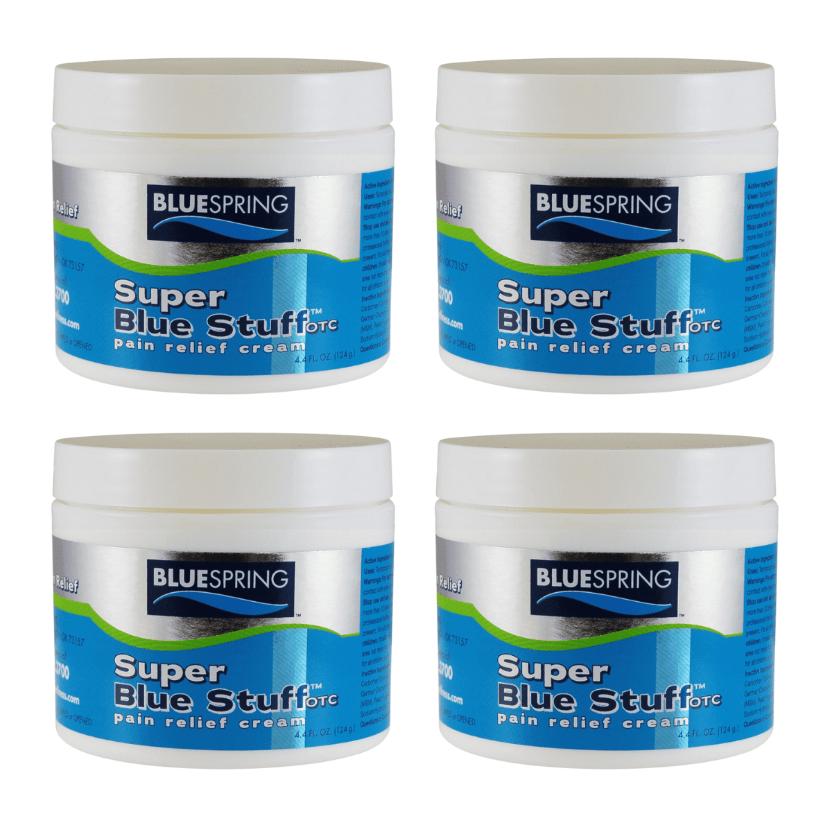 Blue Spring Super Blue Stuff: 4-Pack, Natural Pain Relief Rub with Emu ...