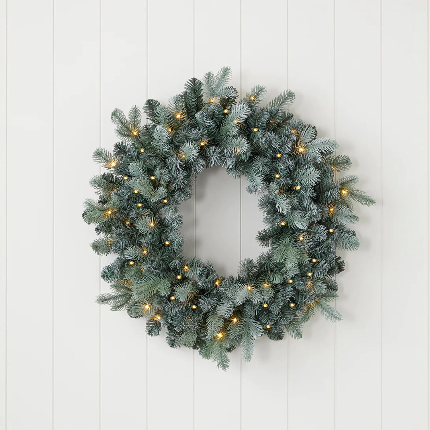 "24"" Blue Spruce Wreath, Pre-Lit 50 LED Lights, Seasonal LLC | Indoor ...