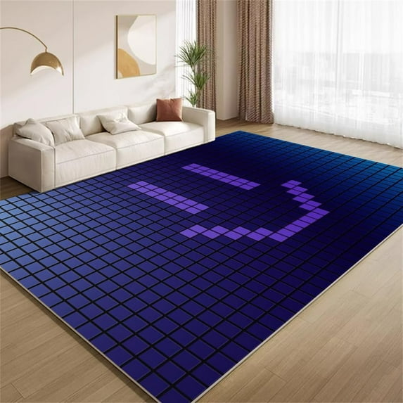 Blue Square Geometric Rug 4x7ft Area Rugs Neon Smiley Face Rugs Ultra ...