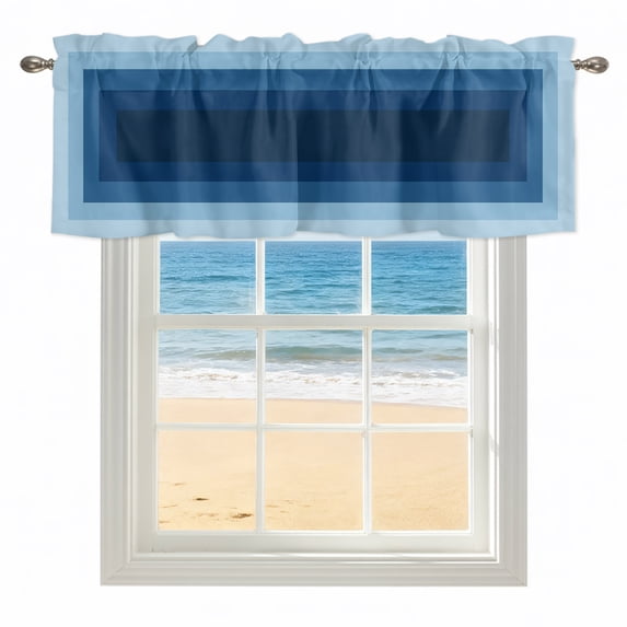 Blue Squares Valances for Windows, Rod Pocket Kitchen Valance Curtains ...