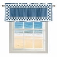 Blue Squares Valances for Windows, Rod Pocket Kitchen Valance Curtains ...