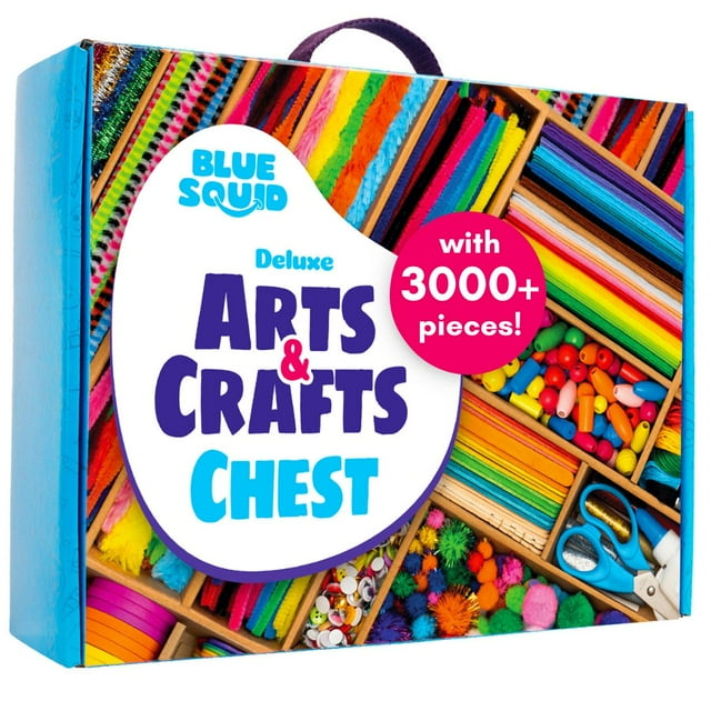 Blue Squid Deluxe Arts & Crafts Set - 3000+ Piece Kit with Storage Case ...