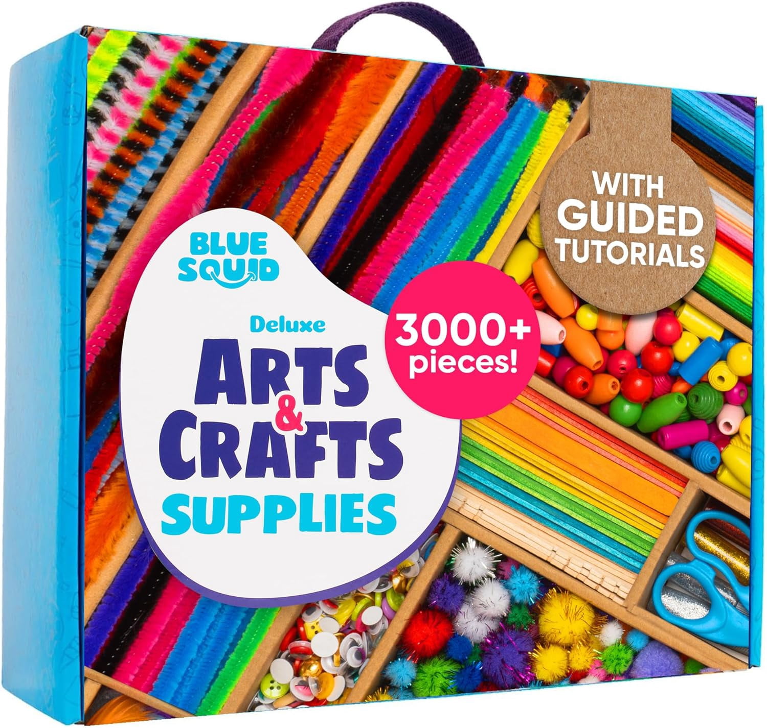 Blue Squid Deluxe Arts & Crafts Set - 3000+ Piece Kit with Storage Case ...