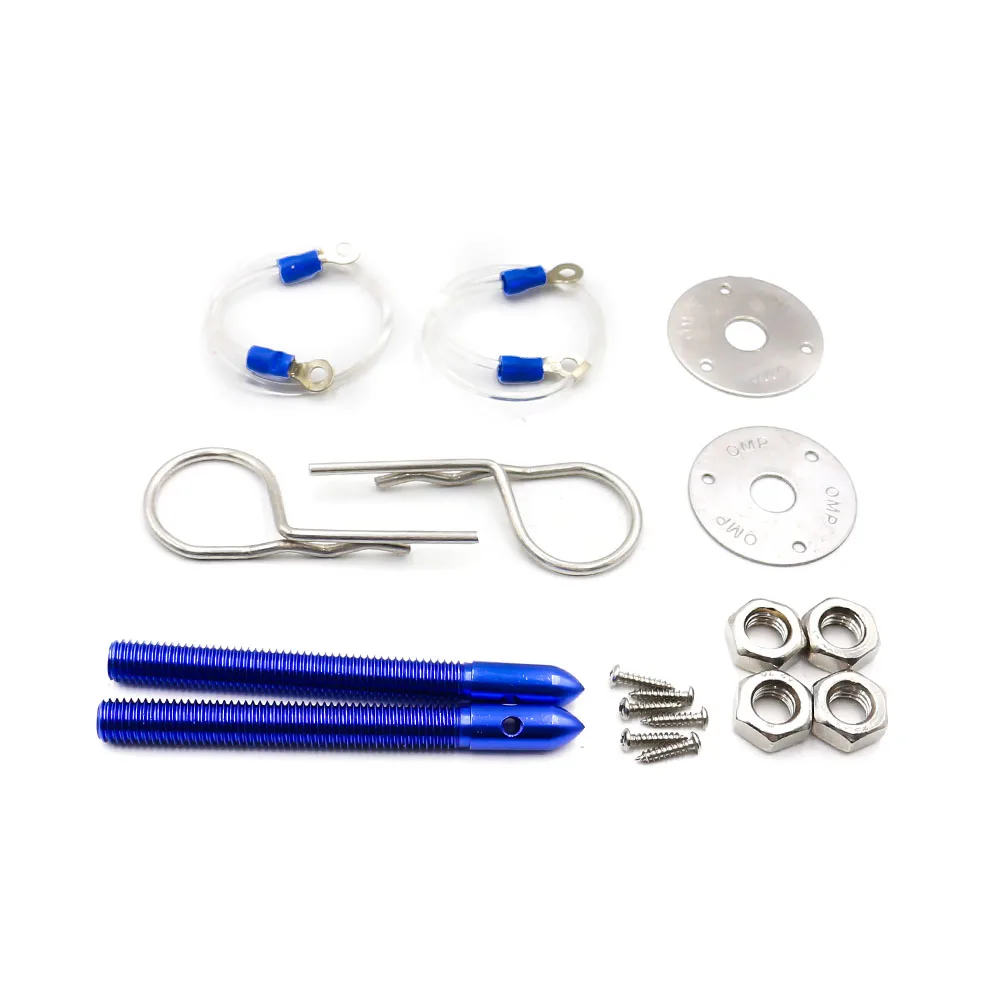 Blue-Stainless Steel Car Hood Latch Latch Kit, Racing Style, Hood Mount ...