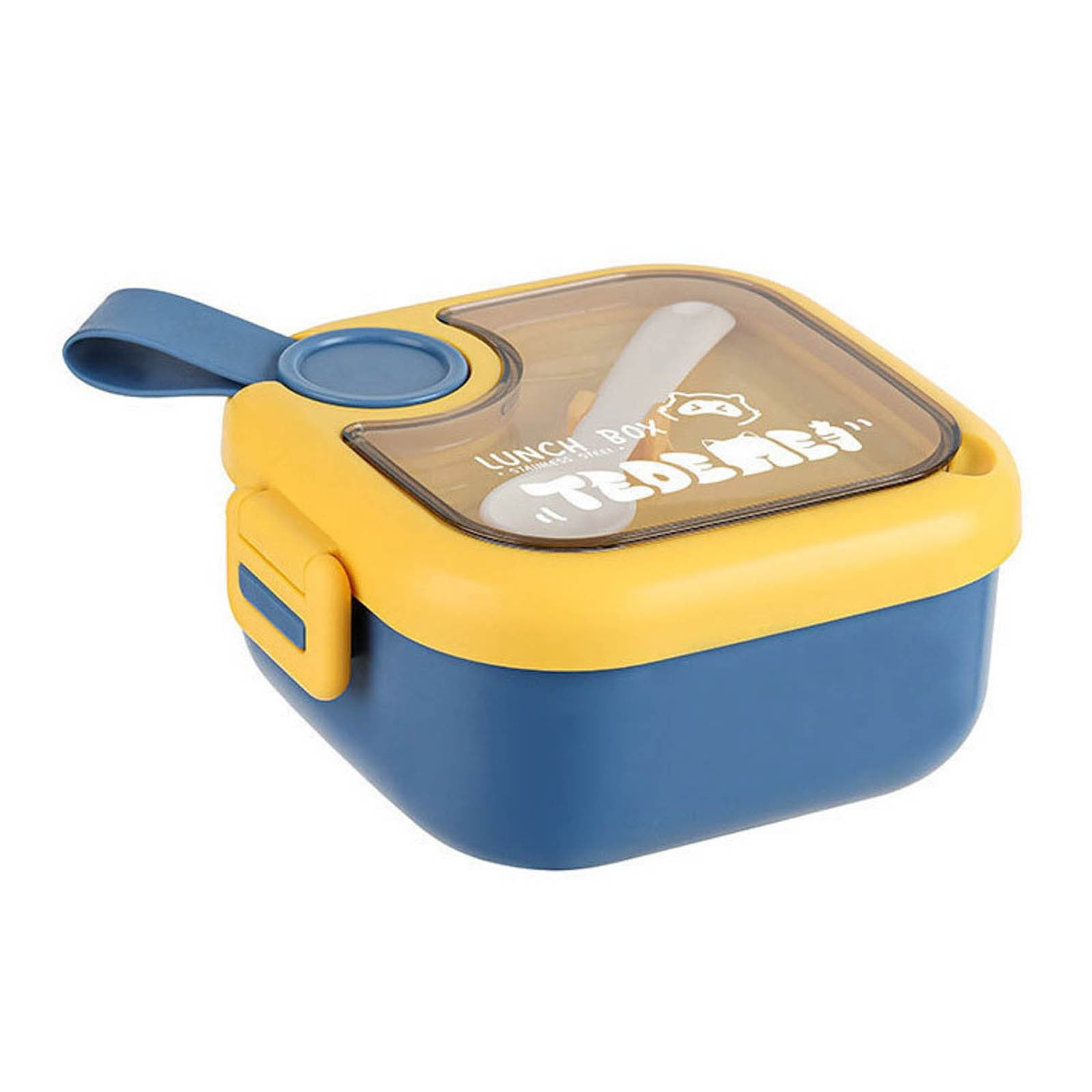 Blue Stainless Steel Lunch Box With Spoon Utensils Set, Hanging Bento ...